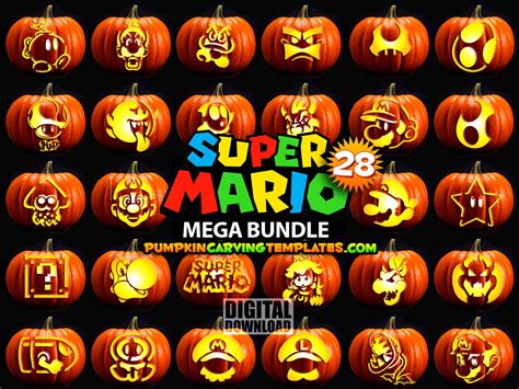 Mario Pumpkin Stencils
