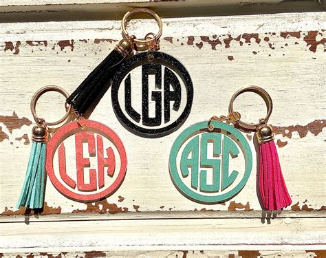 Monogram Keychain Monogram Keychains Monogram Key Chain Etsy