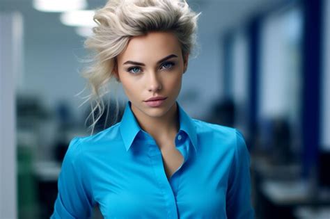 Premium Ai Image A Blue Girl Has A Great Hairstyle Using High Quality
