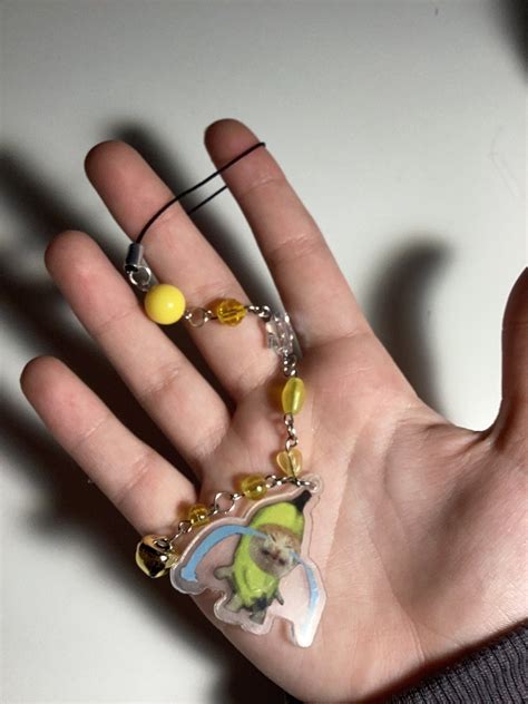 Crying Banana Cat Keychain Etsy
