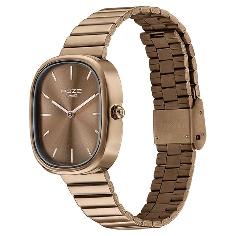 Buy Online Sonata Poze Quartz Analog Brown Dial Mesh Strap Watch For