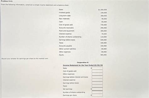 Solved From The Following Information Construct A Simple