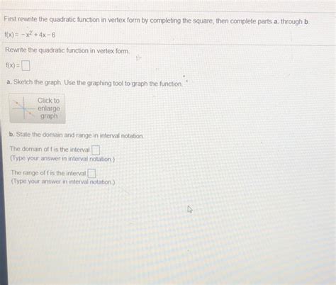 Solved First Rewrite The Quadratic Function In Vertex Form