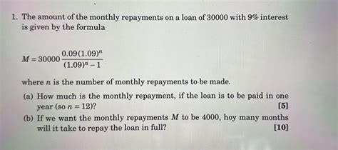 Solved The Amount Of The Monthly Repayments On A Loan Of Chegg