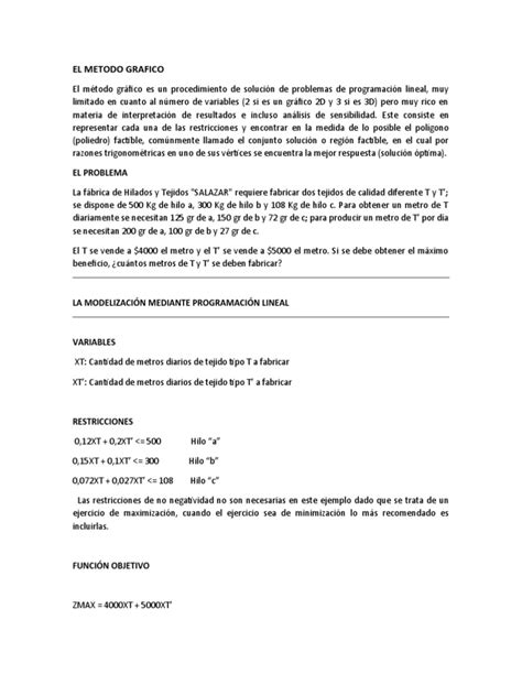 El Metodo Grafico Pdf Ecuaciones Función Matemáticas