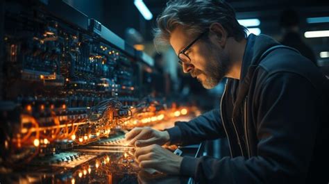 Premium Photo Engineer In Big Database Server Center