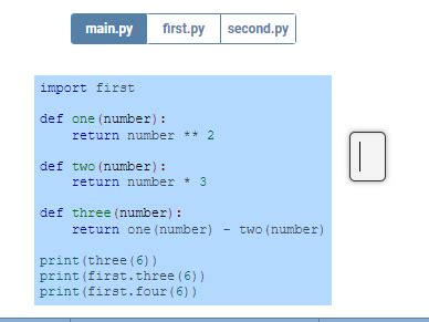Solved Main Py First Py Second Py Import First Def One Chegg