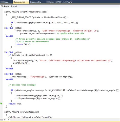 C Crash Dump Retrieved From A Different Os Points To Message Loop
