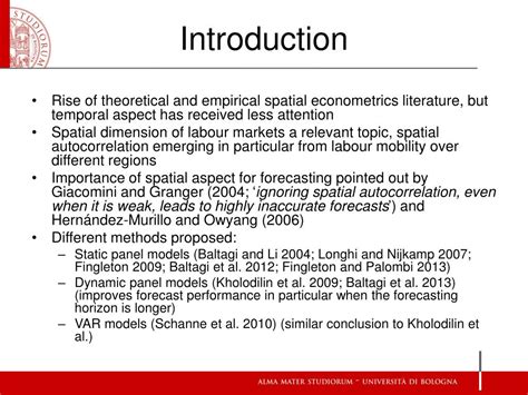 Ppt Spatial Panel Data Forecasting Over Different Horizons Cross Sectional And Temporal