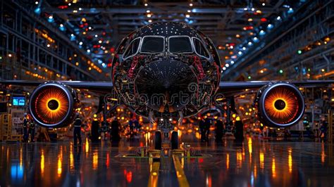 Luxury Aircraft Assembly And Manufacturing Stock Illustration