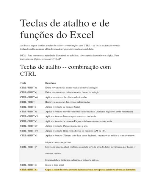 Teclas De Atalho E De Funcoes Do Excel 1 15380660401726 280 Pdf