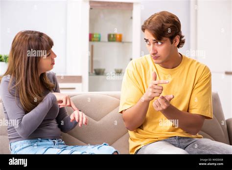 Woman And Man Learning Sign Language Stock Photo Alamy