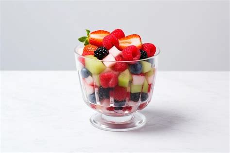 Fruit Salad In Glass High View Premium Ai Generated Image