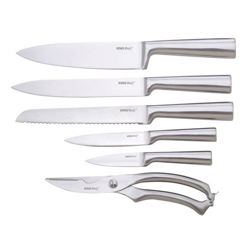 Set De Cutite Cu Lama Inox Si Suport Din Lemn Kinghoff 7 Piese