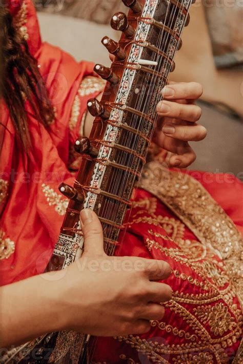 Woman Play Strings Banjo Musician Guitarist Performs Concert In Nightclub Bar 54906727 Stock