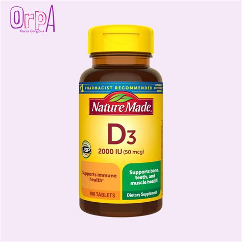 Nature Made Vitamin D3 2000 Iu 50 Mcg 100 Tablets Orpa