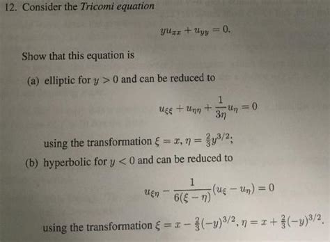 Solved 12 Consider The Tricomi Equation Show That This