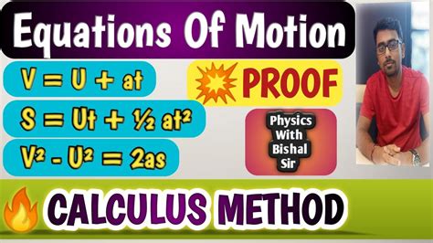 Derivation Of Equations Of Motion Calculus Method Motion In A Straight Line Class 11 Youtube