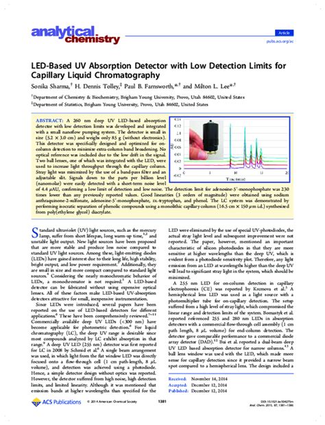 Pdf Led Based Uv Absorption Detector With Low Detection Limits For