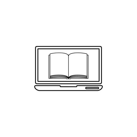 Book On The Laptop Screen Vector Icon Illustration Vector Art At Vecteezy