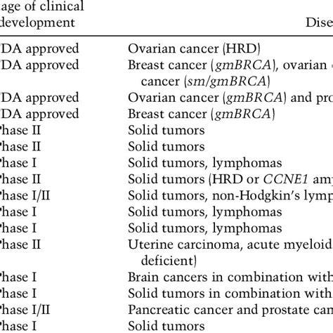 Inhibitors Targeting The Dna Damage Response And Their Clinical