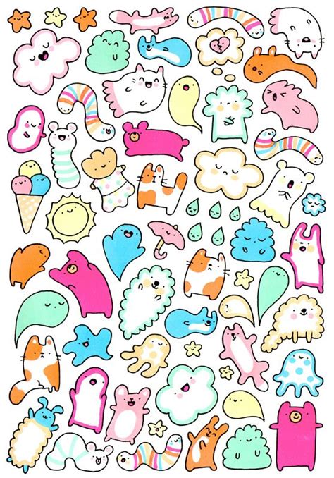 Random Doodles Грифонаж Милые каракули Милые рисунки