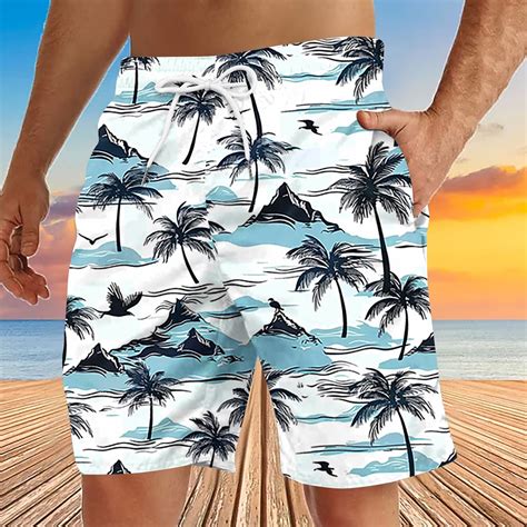 Dodadawanj 2025 Men Hawaiian Swimming Shorts Big And Tall Swim Trunks