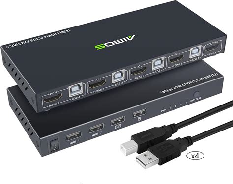 ワンダフルスペース本店es Tune Kvm切替器 4入力1出力 Hdmi音声分離 4k60hz Cpu切替器 Usbハブ パソコン切替器