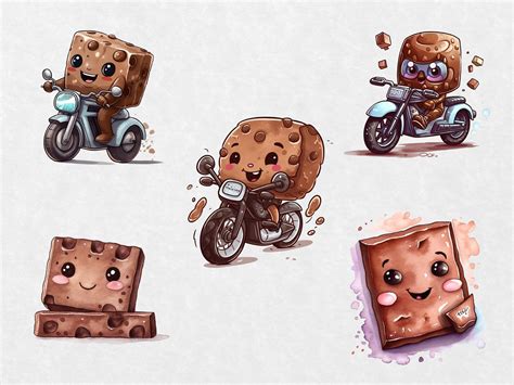 Watercolour Kawaii Chocolate Bar Clipart Colourful Fantasy Snack Food