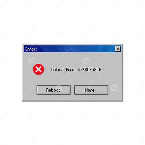 Critical Error Message Window Pc Popup Warning Stock Vector