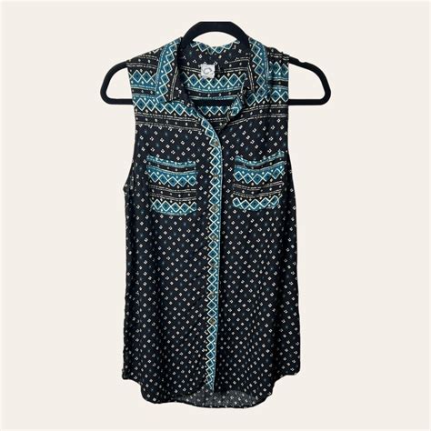Womens Anthropologie Klemi Kin Sleeveless Top Butt… Gem