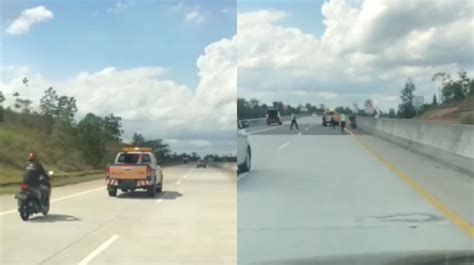 Heboh Aksi Kejar Kejaran Petugas Tol Dengan Pengemudi Sepeda Motor