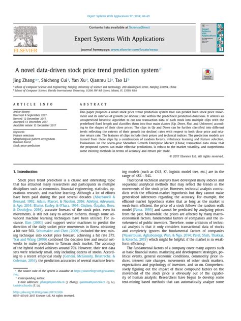 a novel data driven stock price trend prediction system pdf