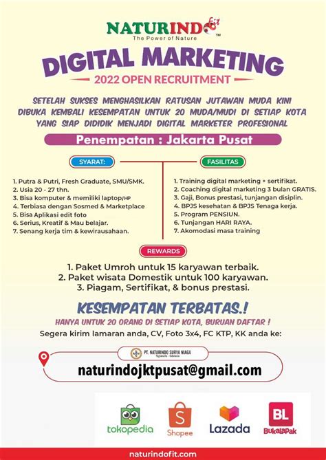 Lowongan Kerja Digital Marketing Di PT Naturindo Surya Niaga JakartaKerja