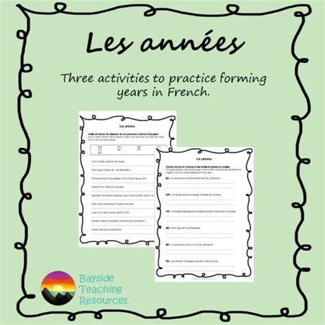 French Dates Years Made By Teachers