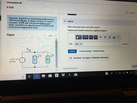 Solved P Two Loads A And B Are Connected In Parallel Chegg