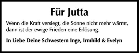 Traueranzeigen Von Jutta Engelmann Trauer Anzeigen De