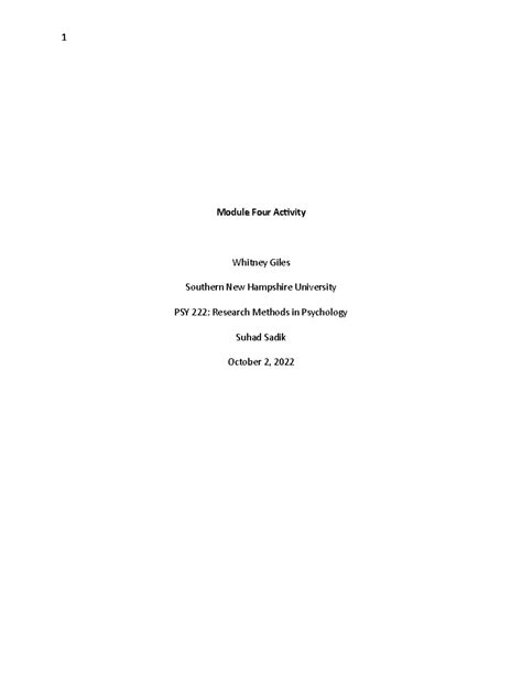 Psy222 Module Four Activity Module Four Activity Whitney Giles Southern New Hampshire