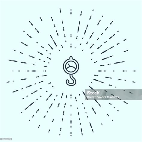 회색 배경에 격리된 블랙 라인 스프링 스케일 아이콘입니다 계량밸런스 무게의 결정 추상 원 임의점 벡터 가능성에 대한 스톡 벡터