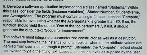 Solved Develop A Software Application Implementing A Chegg