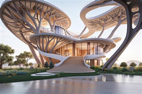 Premium AI Image Architecture And Nature Merge In Modern Design Generative Ai
