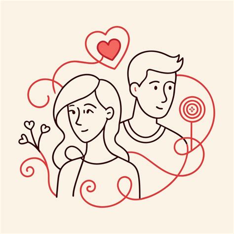 Un Dessin En Ligne Continue De Deux Cœurs Et Un Symbole Damour