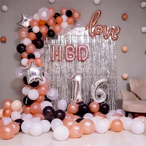 Romantic Rose Gold Birthday Decor Theme Balloon Decoration In Lucknow Togetherv