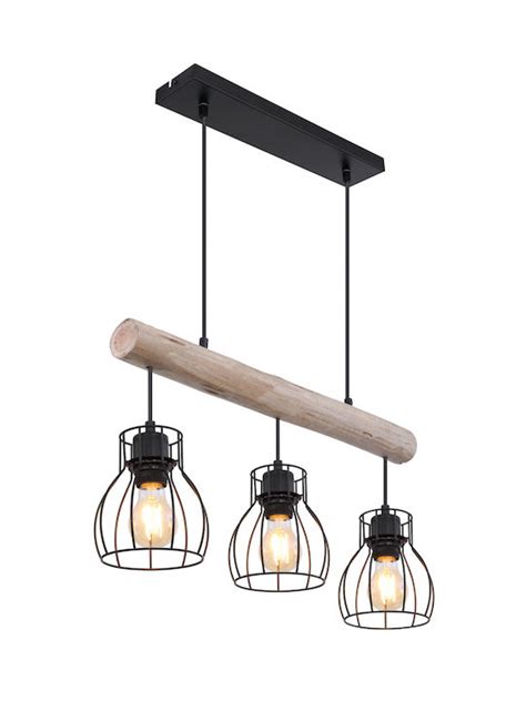 Globo Lighting Mina Μοντέρνο Κρεμαστό Φωτιστικό Τρίφωτο Πλέγμα με Ντουί E σε Μαύρο Χρώμα