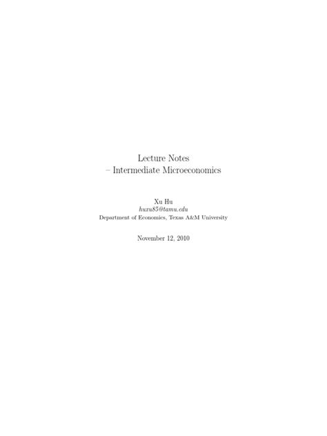 Lecture Notes On Intermediate Microeconomics Pdf Production