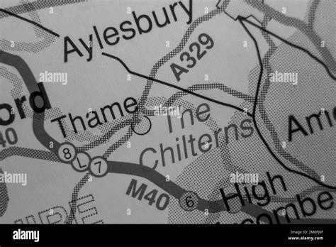 The Chilterns United Kingdom Atlas Map Town Name Black And White