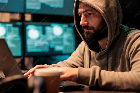 Premium Photo Dangerous It Criminal Working On Security Breach Creating Cyber Attack On Big