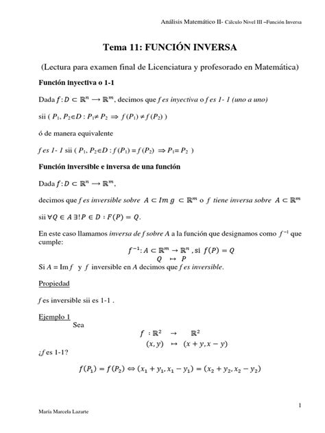 Función Inversa Pdf