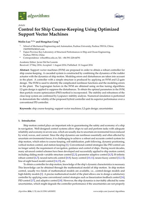 PDF Control For Ship Course Keeping Using Optimized Support Vector