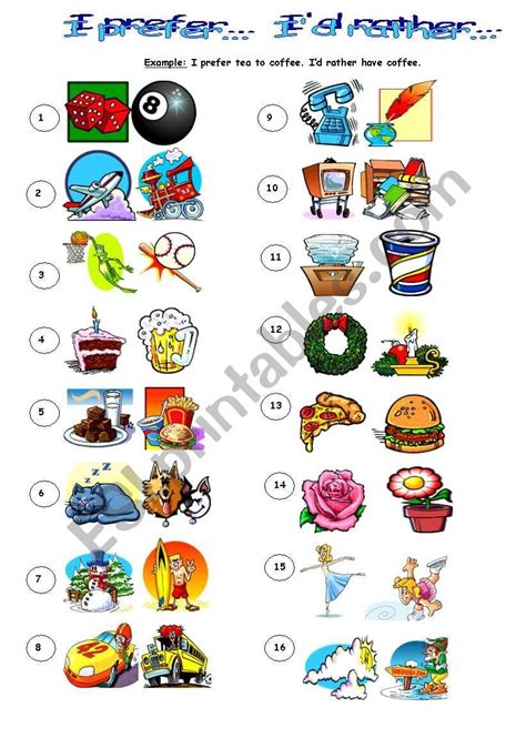 Prefer Would Rather ESL Worksheet By Yulya Esl Worksheets Esl